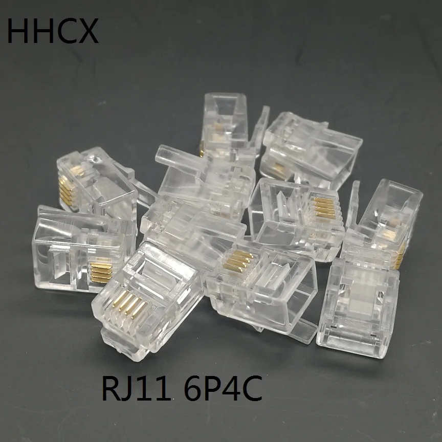 100 Pcs/lot 4 Pin Rj11 Rj12 6p4c Telephone Crystal Plug Connector ...