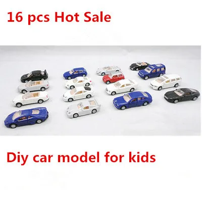 16 Pcs 4D diecast Car model building kits in 1:87(cars) scale, suitable ...