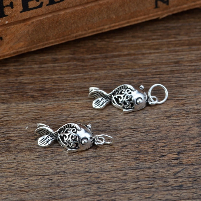 100% 925 Silver Fish Charm Vintage Sterling Fish Small Pendant Good ...