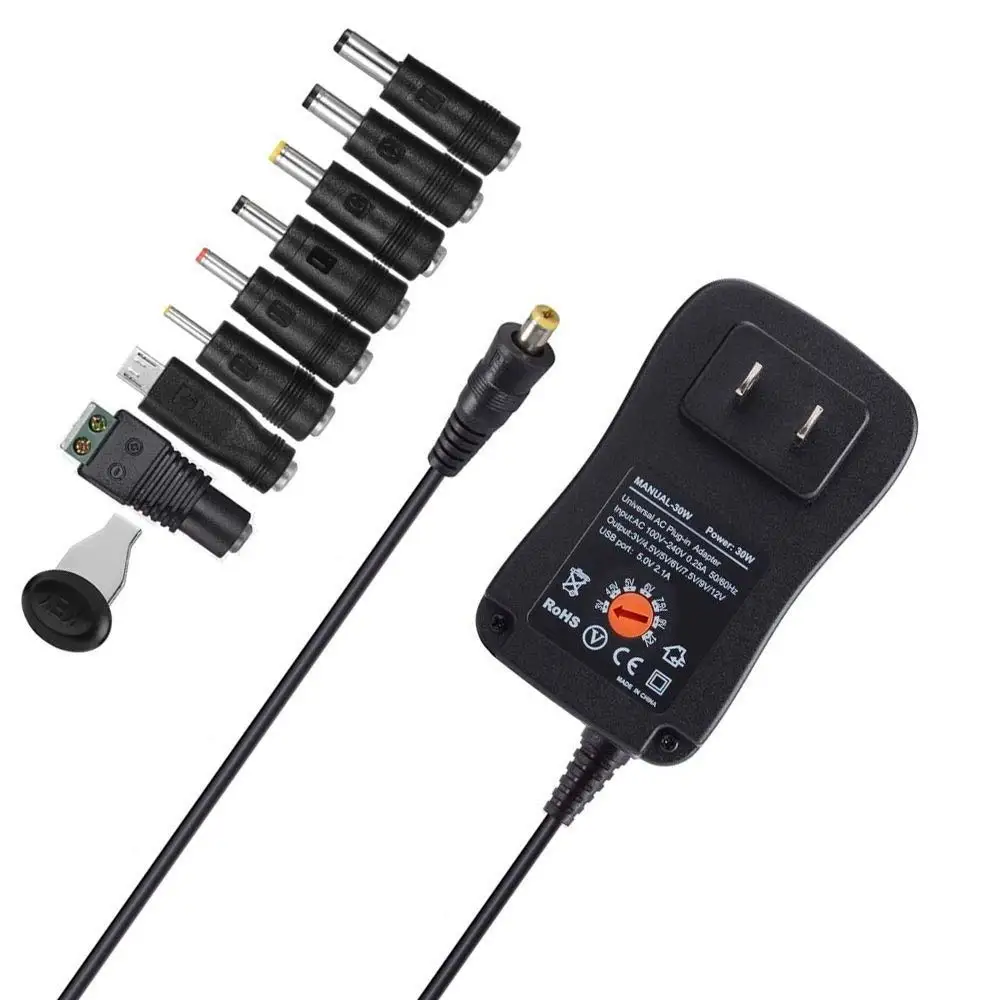 Universal AC/DC Adapter,30W Multi Voltage Switching Power Supply with 8 ...