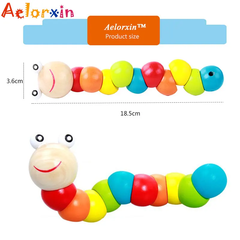Colorful Wooden Toys Twisting Educational Toys Worm Puzzle Toys For ...