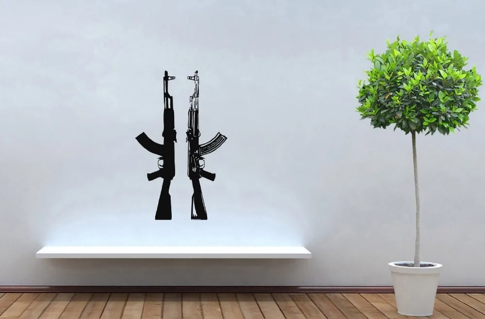 Weapon Decal Gun Sticker AK47 Rifle Muurstickers Posters Vinyl Wall Art ...