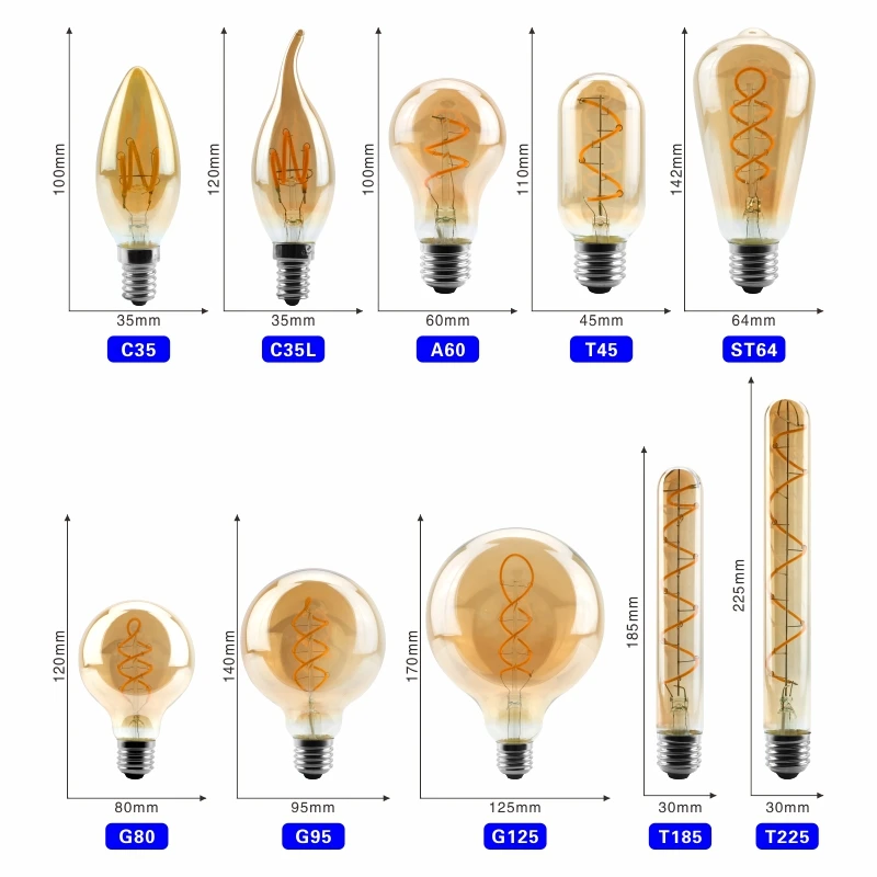 REVIEW Dimmable Retro LED Spiral Filament Light Bulb 4W 2200K 220V-240V ...
