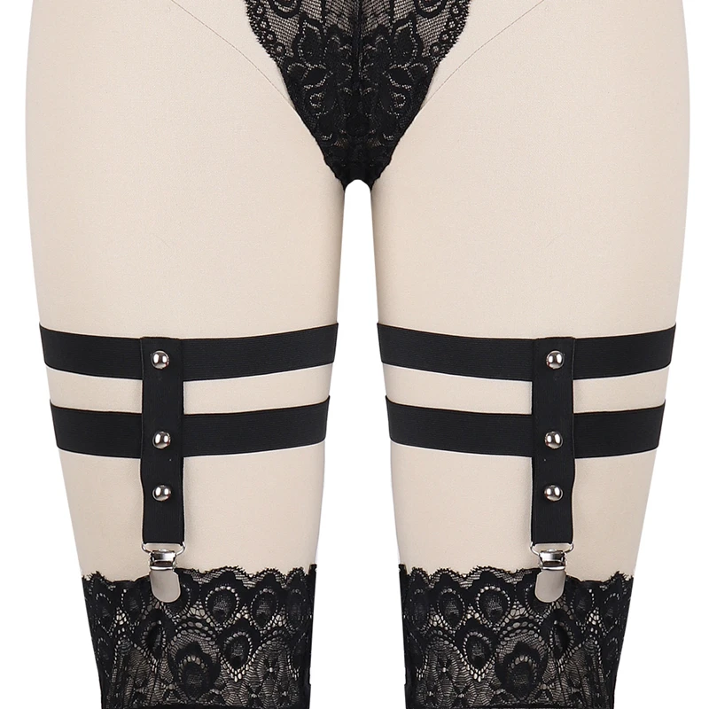 2017womens Fashion Sexy Leg Garter Set Black Bondage Thigh Stocking