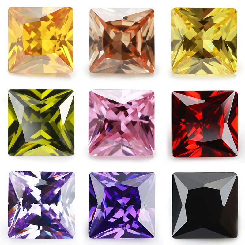 Size 1.5x1.5mm~12x12mm Aaaaa Princeses Cut Square Cubic Zirconia Stones ...