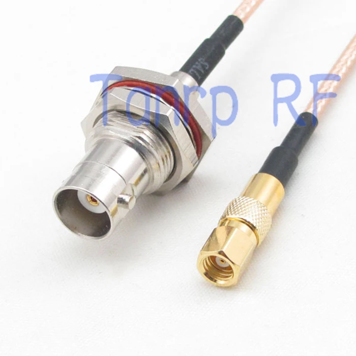 6in Smc Male Plug To Bnc Female With Nut Bulkhead Rf Adapter Connector ...