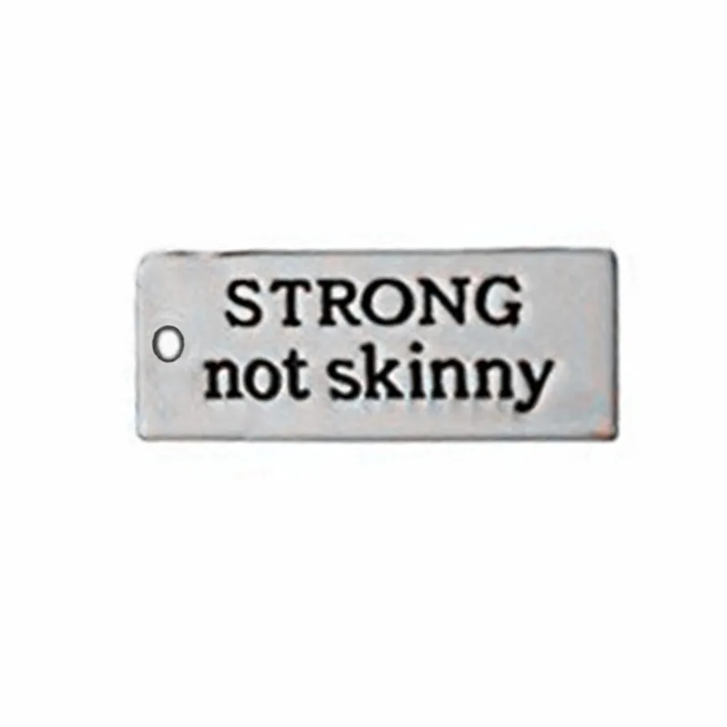Two sided engraved message Strong Not Skinny Charm gym sport inspire ...