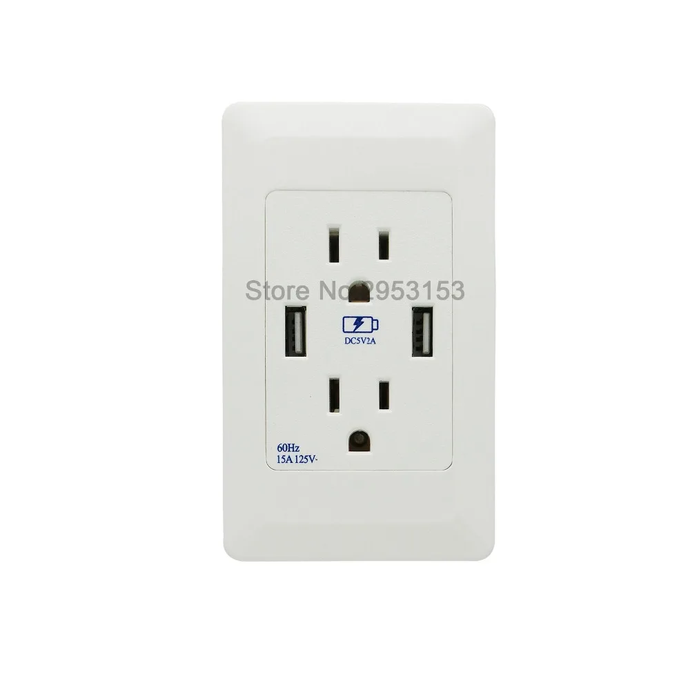 2 prises USB Standard américaines de 15A, prise de panneau USB blanche ...