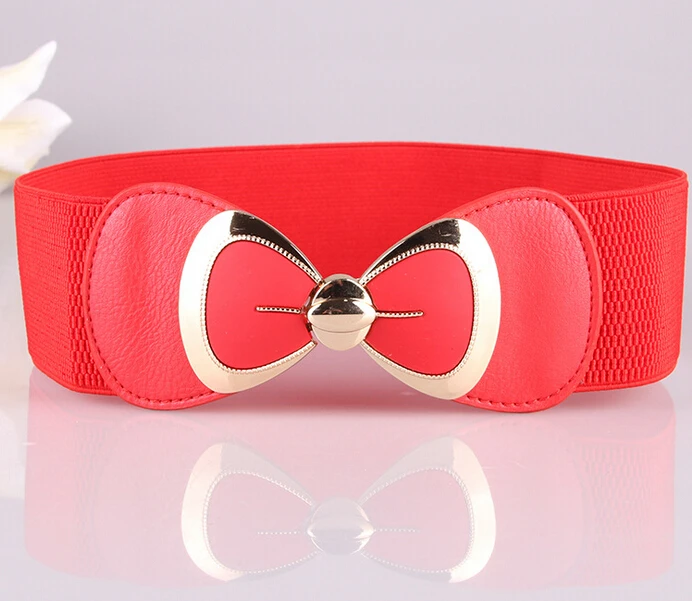 Red Leather Elastic Belt for Dress woman Belt Female Strap Flexible ...