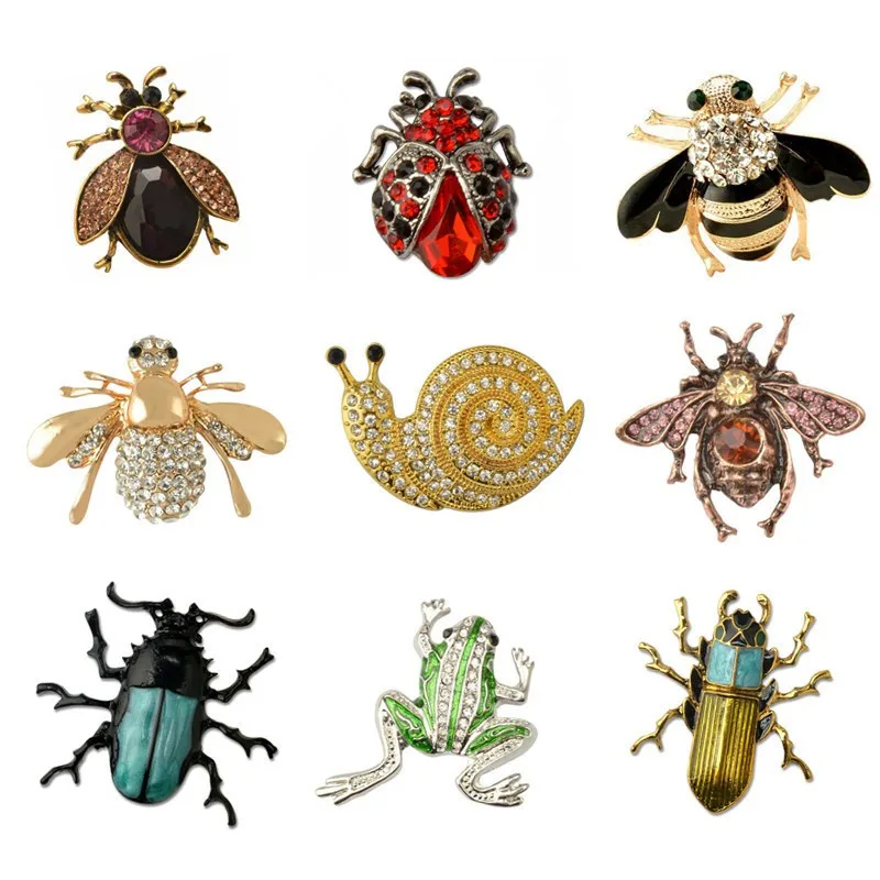 MZC 9 Styles Insect Bee Frog Brooches Pin Female Hijab Pin Snails ...