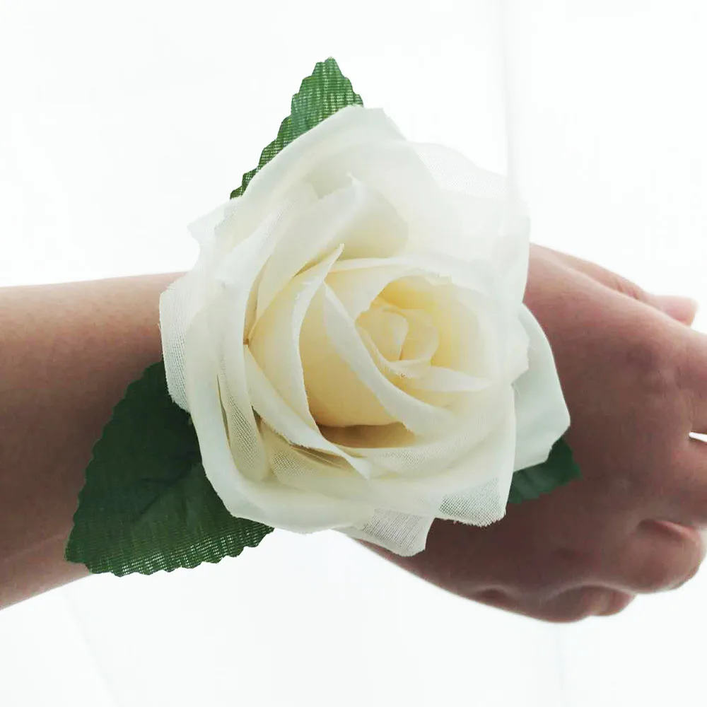 6pcs Handmade Wedding Wrist Rose Flower Bride Bridesmaids Wrist ...