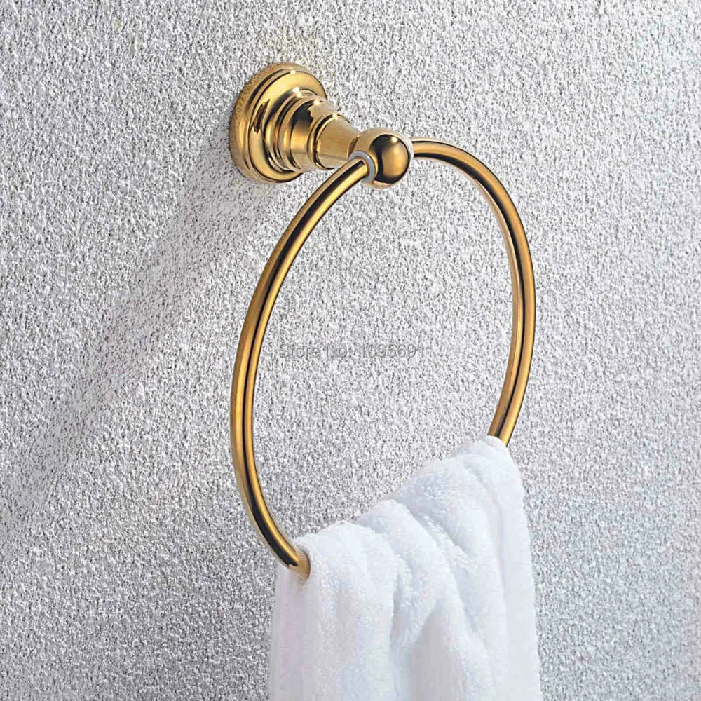 Stainless steel & Zinc alloy Golden Finished Towel Ring,Bathroom ...