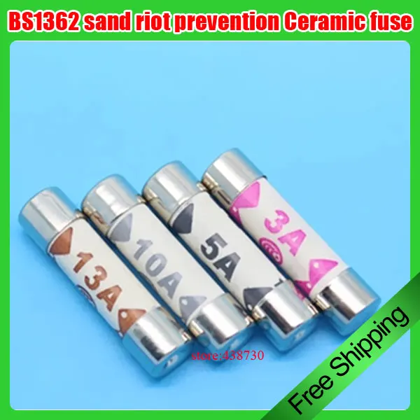 10pcs BS1362 sand riot prevention Ceramic fuse 6x25mm fuse 3A 5A 10A ...