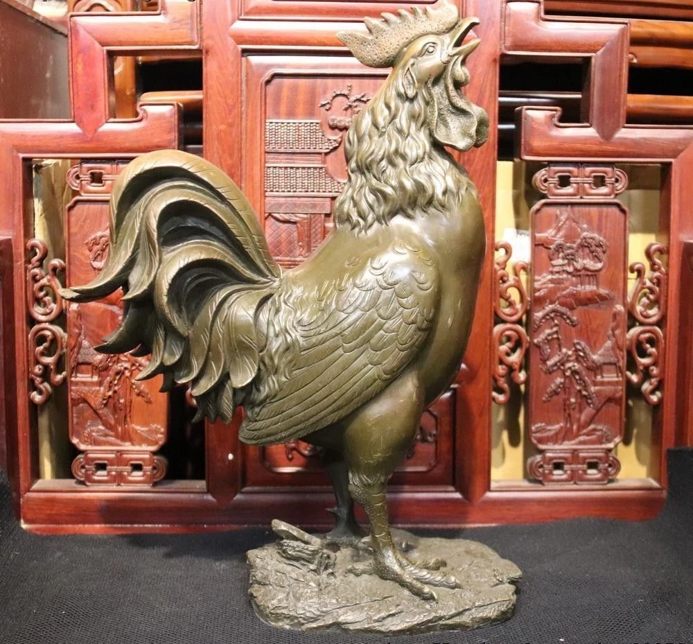 18 Chinese Bronze Copper FengShui Auspicious Rooster Chicken Chook ...