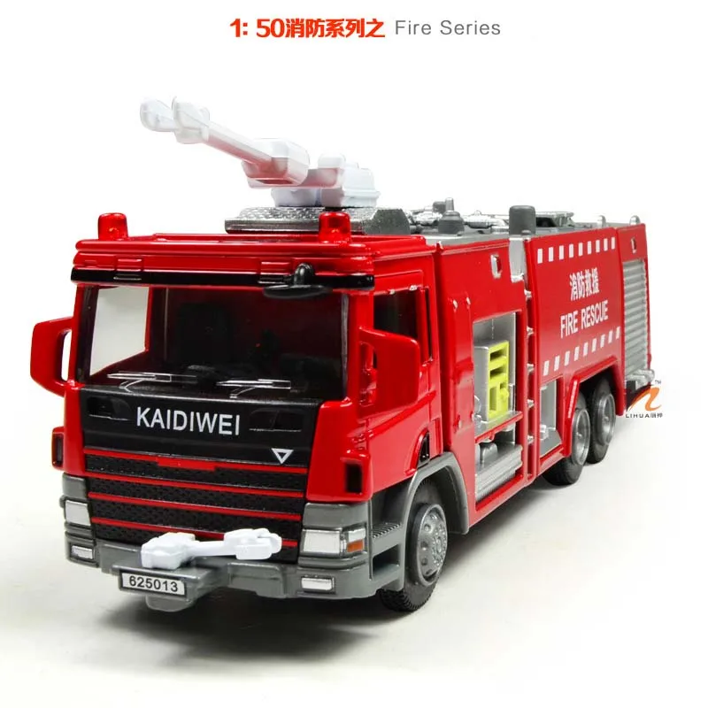 Simulation 1:50 Alloy Fire Truck Model Toy Cars Six Wheeled Fire Engine ...