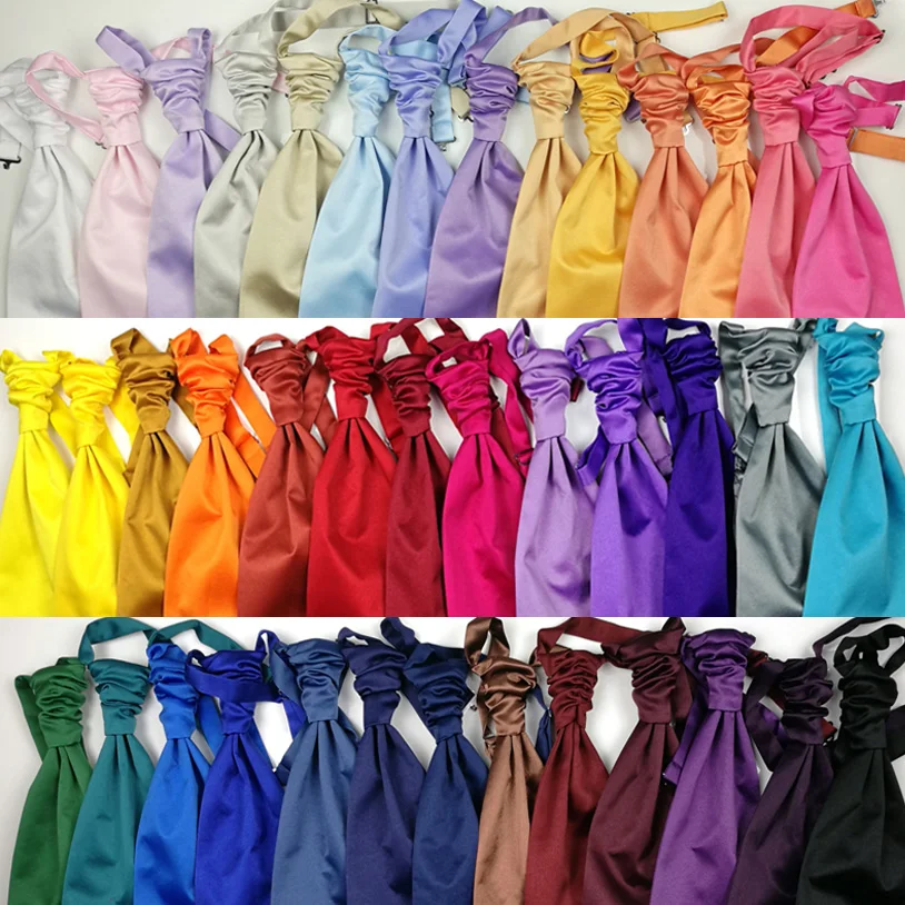 Mens Cravats Neckwear Solid Color Ascots Gentleman Neckties Party Pre ...