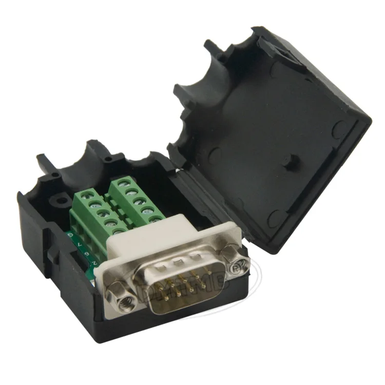 Golden plate DB9 COM RS232 male connector with back side screw connector