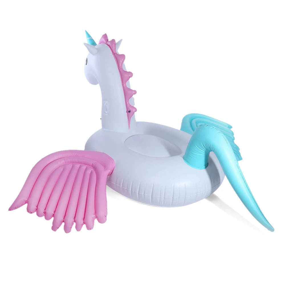 Big Inflatable Cartoon Unicorn Pegasus Kids Swimming Pool Toy Float Bed ...