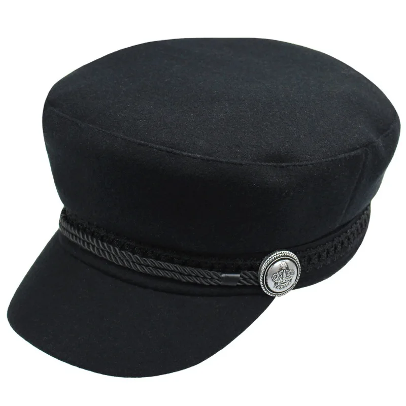 High Quality Student Cap Men Women Cadet Hat Navy Tactical Wool Flat ...