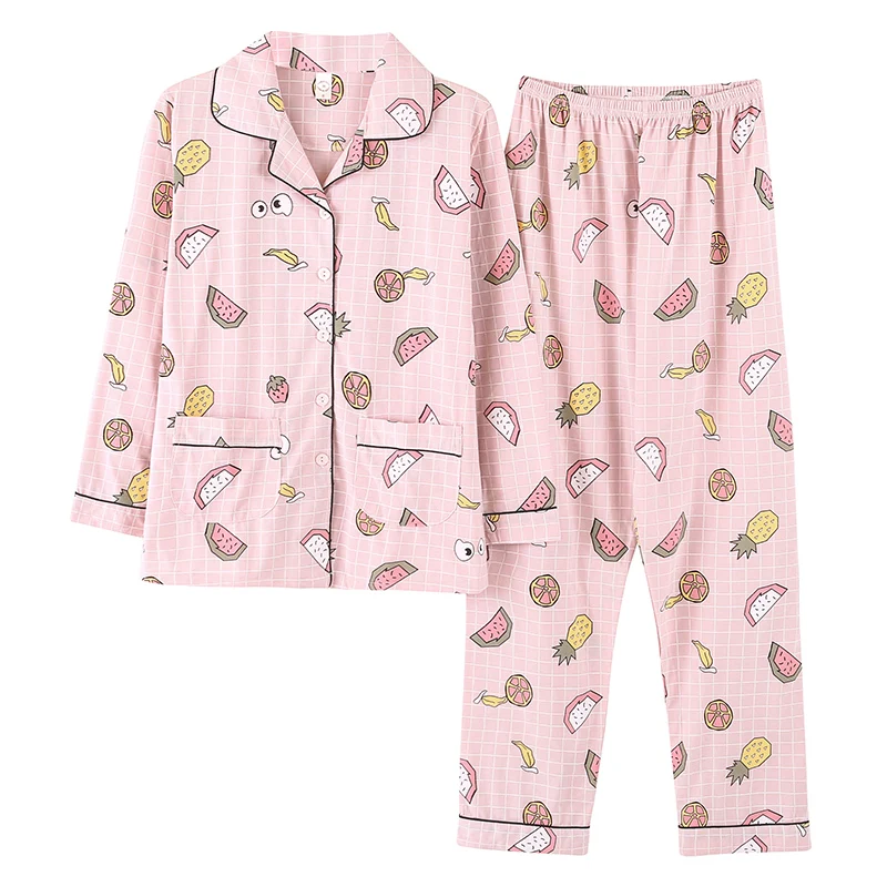 New Women Nightwear Pajamas Quality Cotton Pink Spring Pijama Sleepwear ...