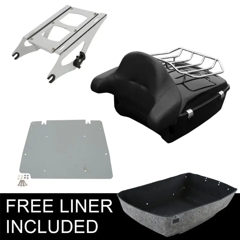 Motorcycle King Pack Trunk+rack Backrest For Harley Tour Pak Touring ...
