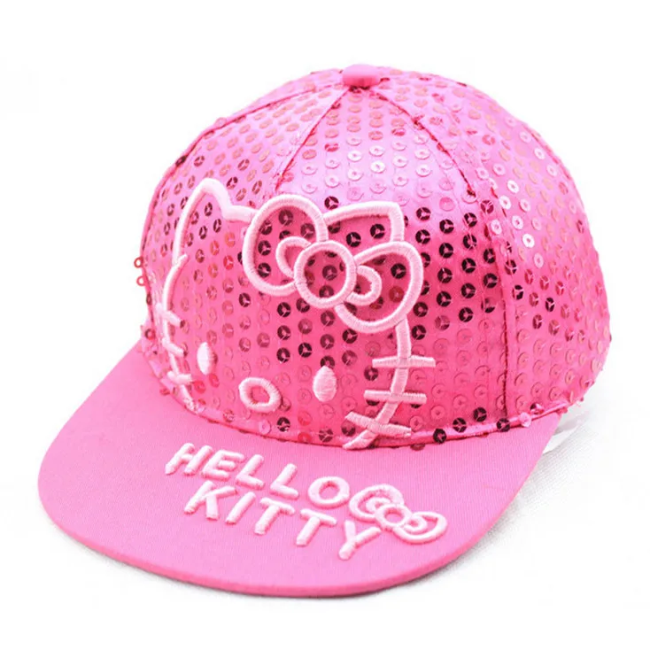New Children Cartoon Hello Kitty Caps Baseball Caps Kids Sequin ...