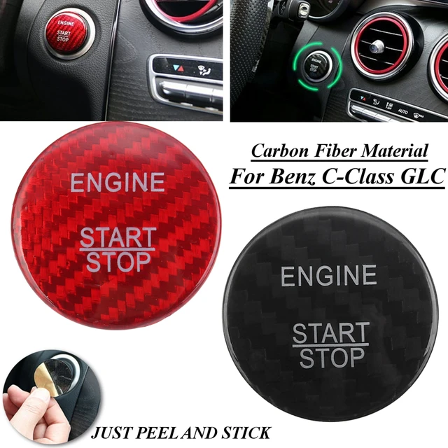 Stop Start Button Sticker Cover Red/Black Carbon Fiber Engine Car ...