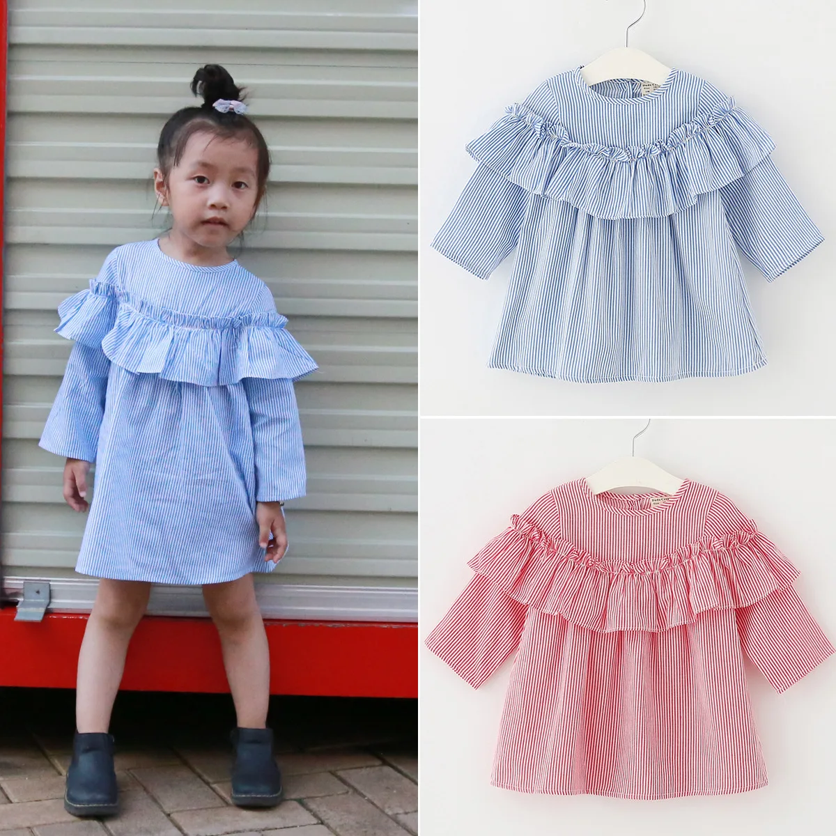 Designer Girl Dresses Striped Children Cotton Dress for Baby Girls Kids ...