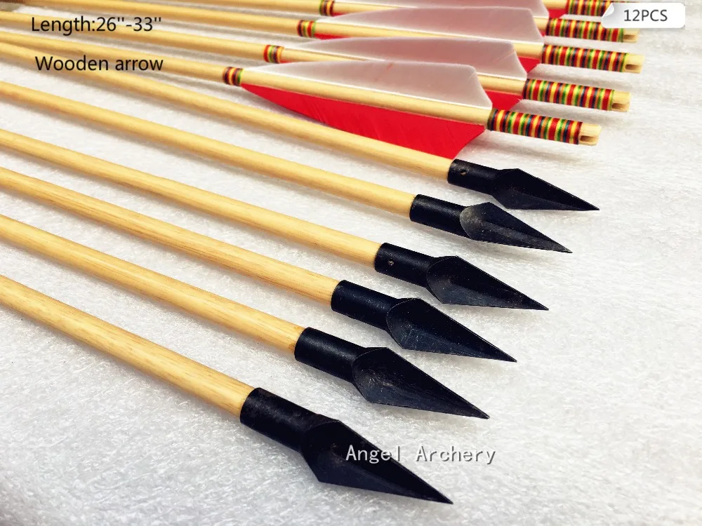12PCS Hunting arrows Handmade Wooden Arrows Cedar wood shafts Arrows ...