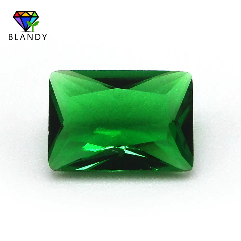 Hot Sale! Size 3x5~10x12mm Rectangle Shape Green Glass Gems Beads Loose ...