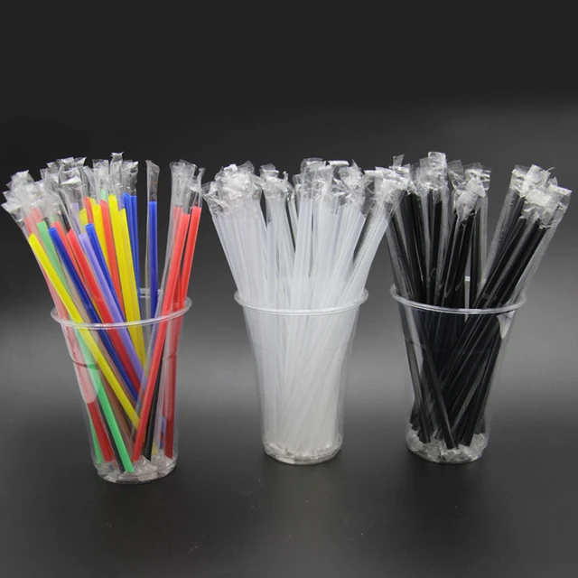 100pcs Clear individually wrapped Drinking PP Straws Tea Drinks Straws ...