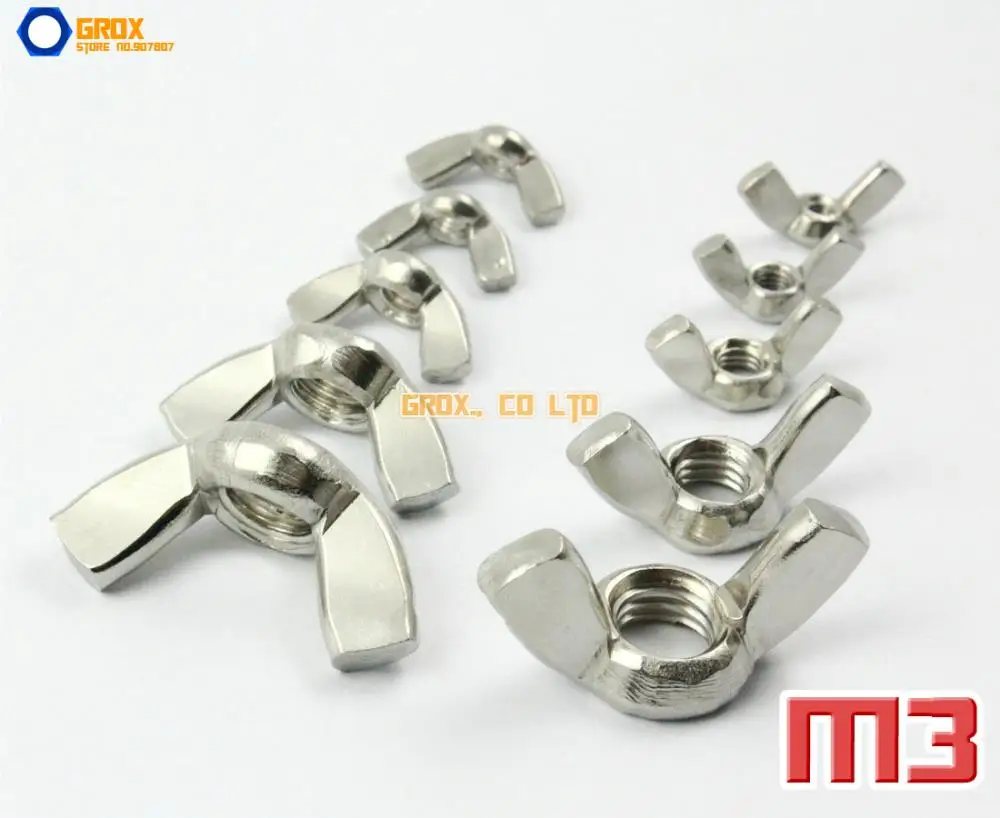 50 Pieces M3 201 Stainless Steel Metric Thread Wing Nut Butterfly Nut ...