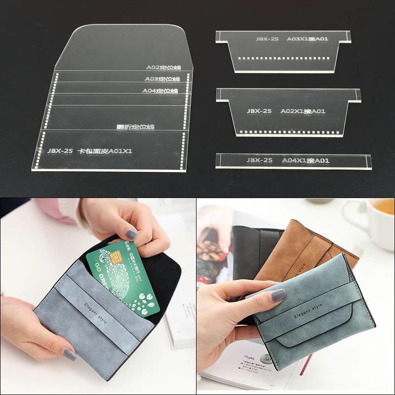 1set Laser Cut Acrylic Template Pattern For Diy Handmade Short Wallet ...