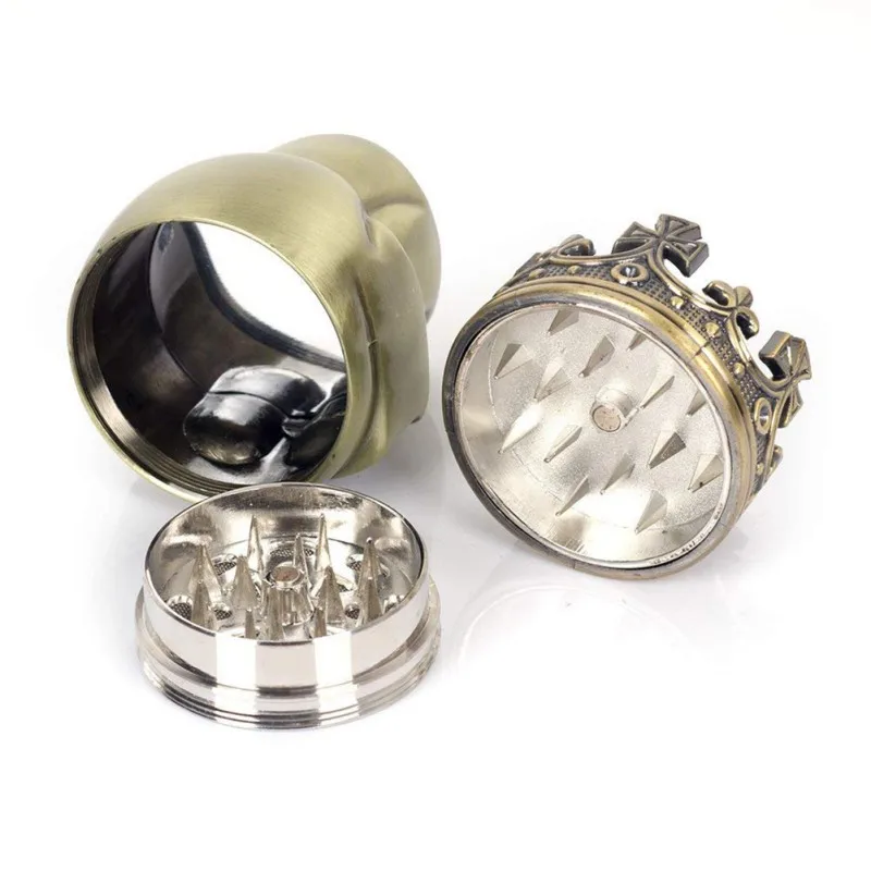 Skull King Herb Grinder - Metal, 45mm Diameter with 2 Layers in Gold ...