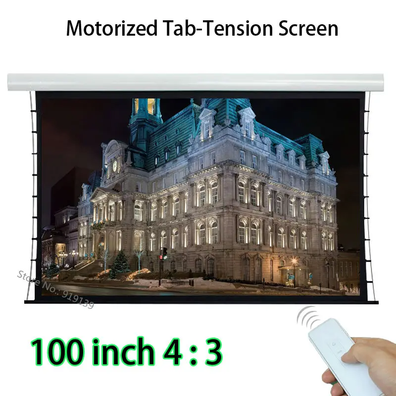 HD Projector Screen 80x60 Viewing Size Motorized Tab tension Front ...