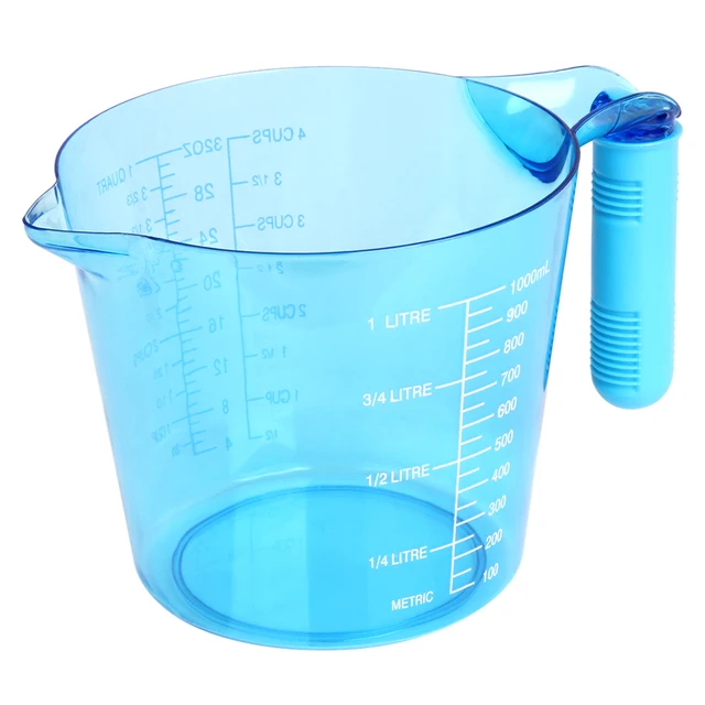 1pcs Lucency blue plastic 1000ml Measuring cup double scale Bakery ...