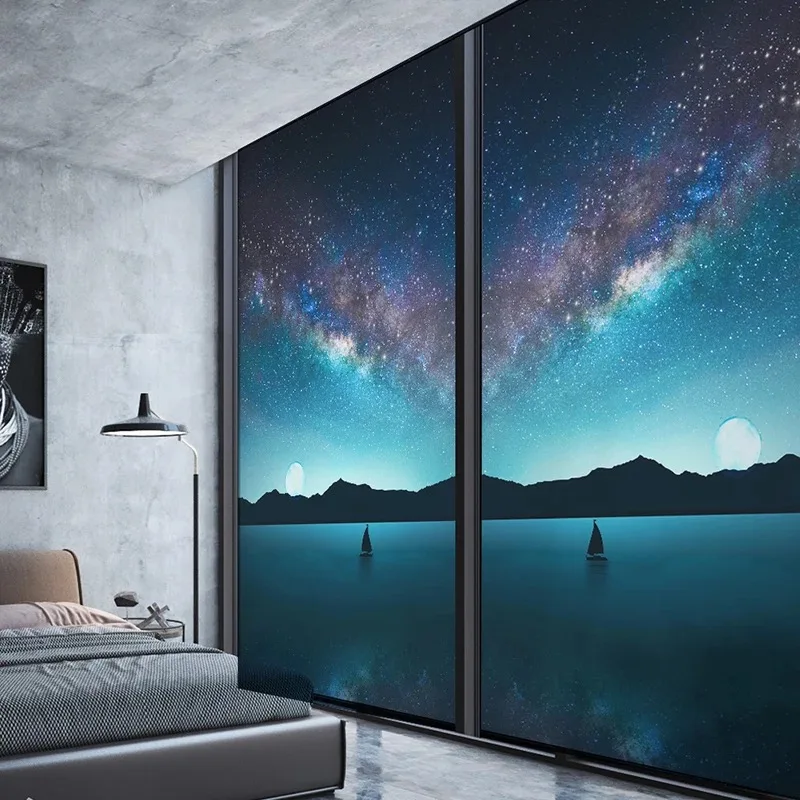 Bos Star sky Privacy Window Film Stained Glas Sticker Lijm gratis ...