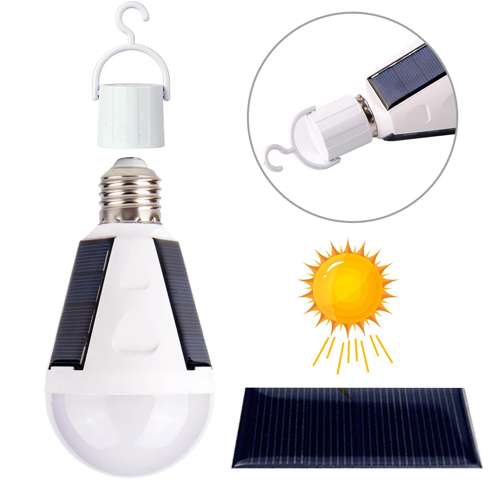 Portable Lantern Solar LED Bulb lamp E27 110V 220V Rechargeable Sensor ...