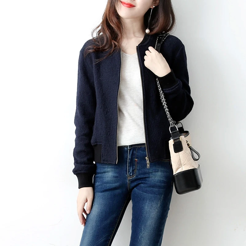 Women's wool blend handsome short bomber jacket 2017 winter|short ...