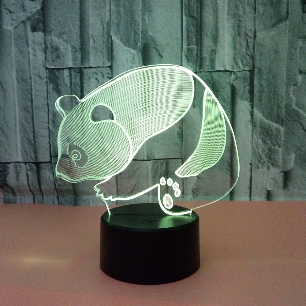 Panda 3d Lamp 7 Colorful Visual Stereo Panda Touch Lights Gift 3d ...