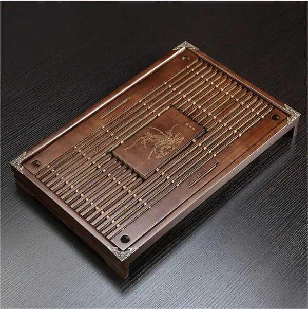 Solid Wood Tea Tray Drainage Water Storage Kung Fu Tea Set Drawer Tea ...