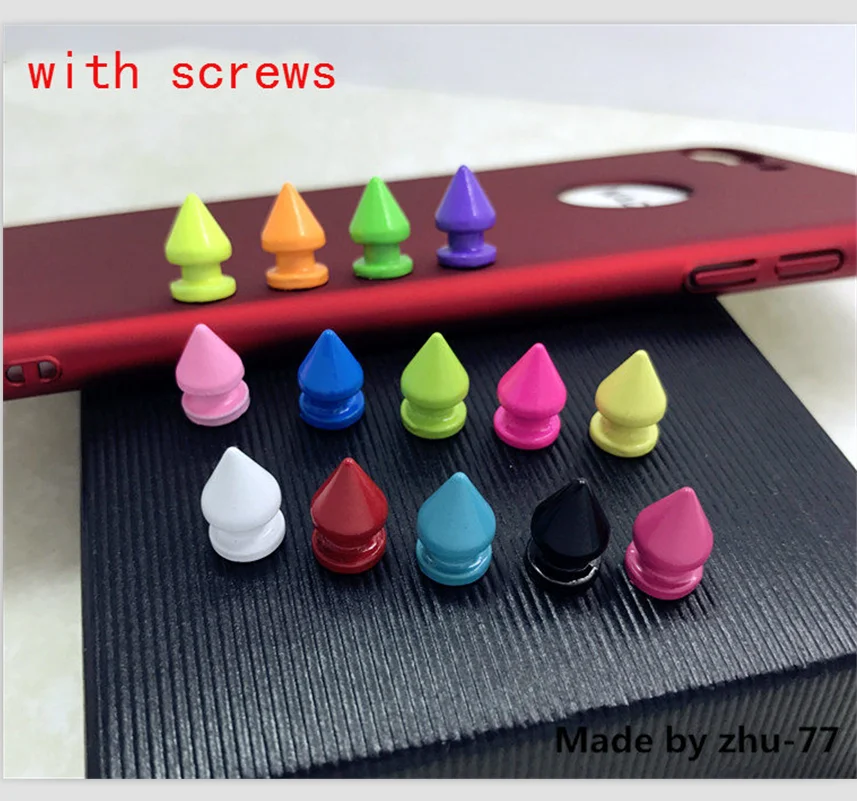50pcs-8-13mm-Gothic-Leather-Rivet-Metal-Punk-Rock-Paint-Colored-Spikes ...