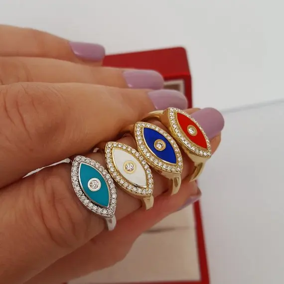 Enamel-turkish-evil-eye-engagement-ring-simple-classic-fashion-women ...