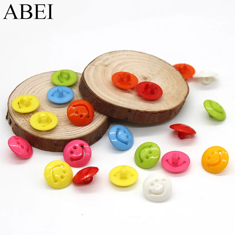 200pcs/lot 15mm Mix Colors Diy Baby Kids Clothes Cartoon Buttons Smile ...