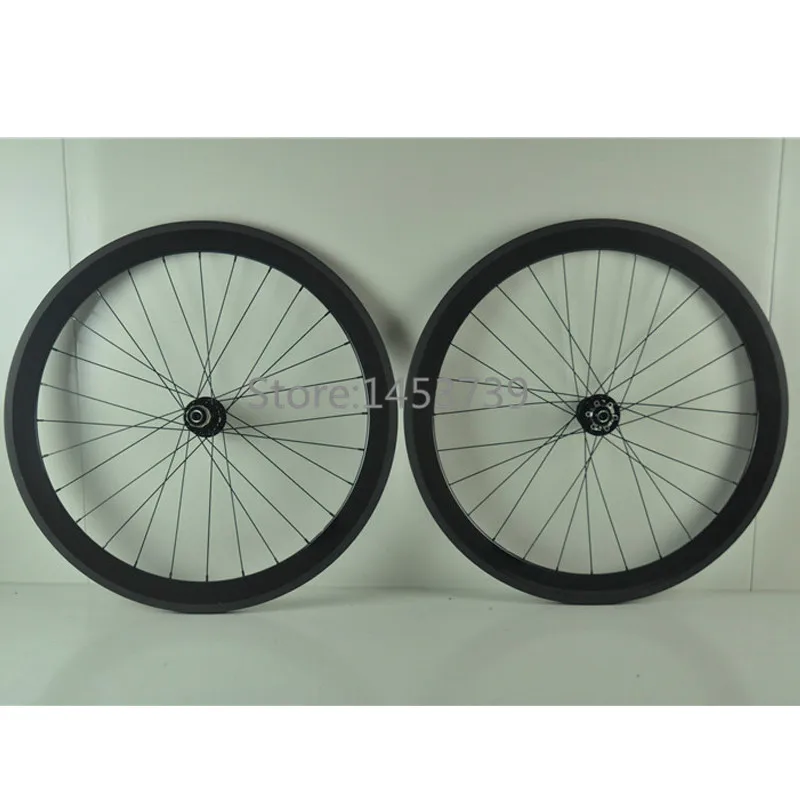 Fixed gear carbon wheelset 50mm clincher carbon wheel glossy finish for ...