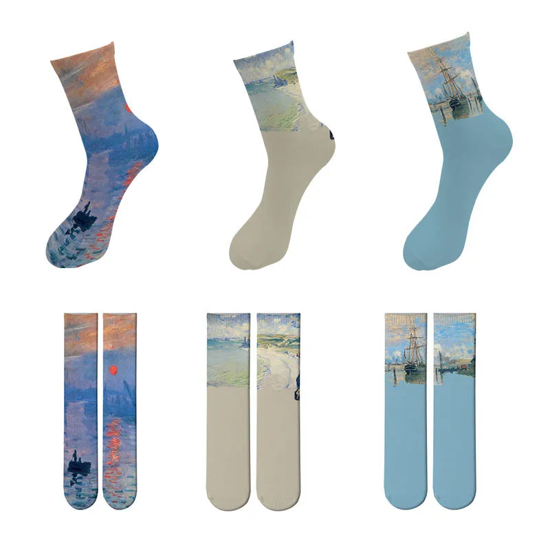 Fashion-Monet-Oil-Painting-Female-Socks-Creative-Artistic-Ladies-Fall ...