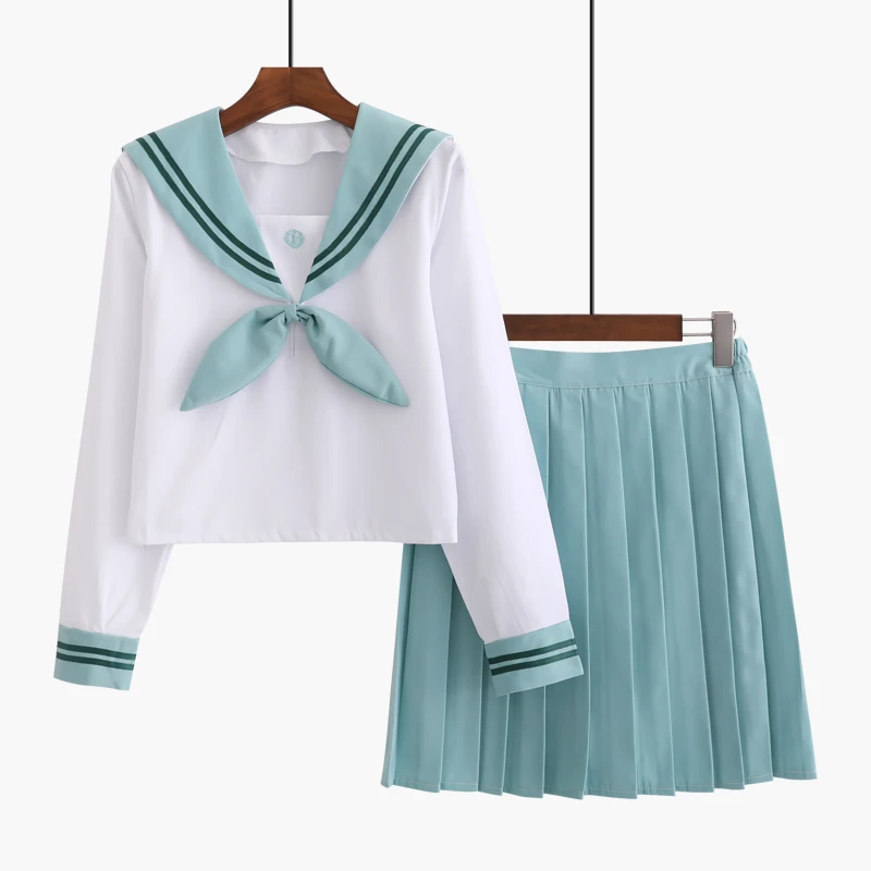 Women High School Uniform Sweet Cute Pink Green Girls Jk Preppy Style ...