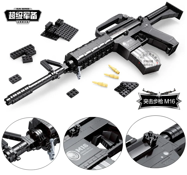 Automatic Rifle Large Size Gun Building Blocks military gun Bricks ...