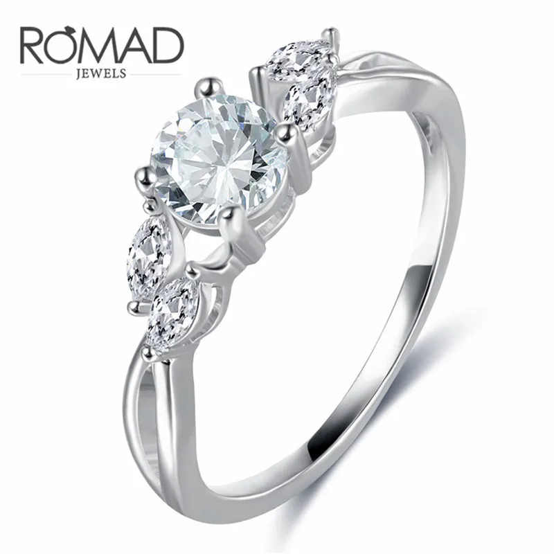 0.79 Carat New Zircon Ms. Engagement Ring White Gold Color Copper Rings ...