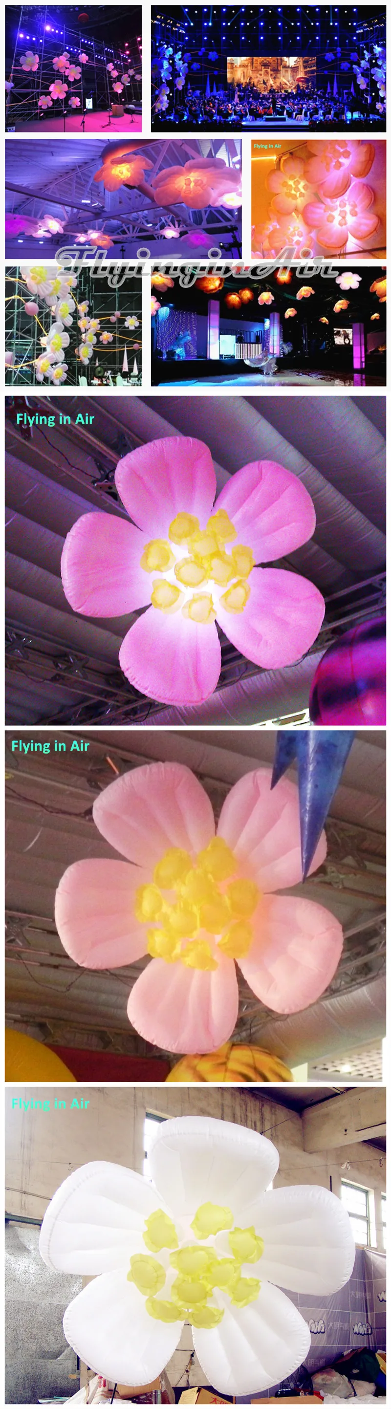 Inflatable Pink Flower Decoration Hanging Concert Decor With Blower ...